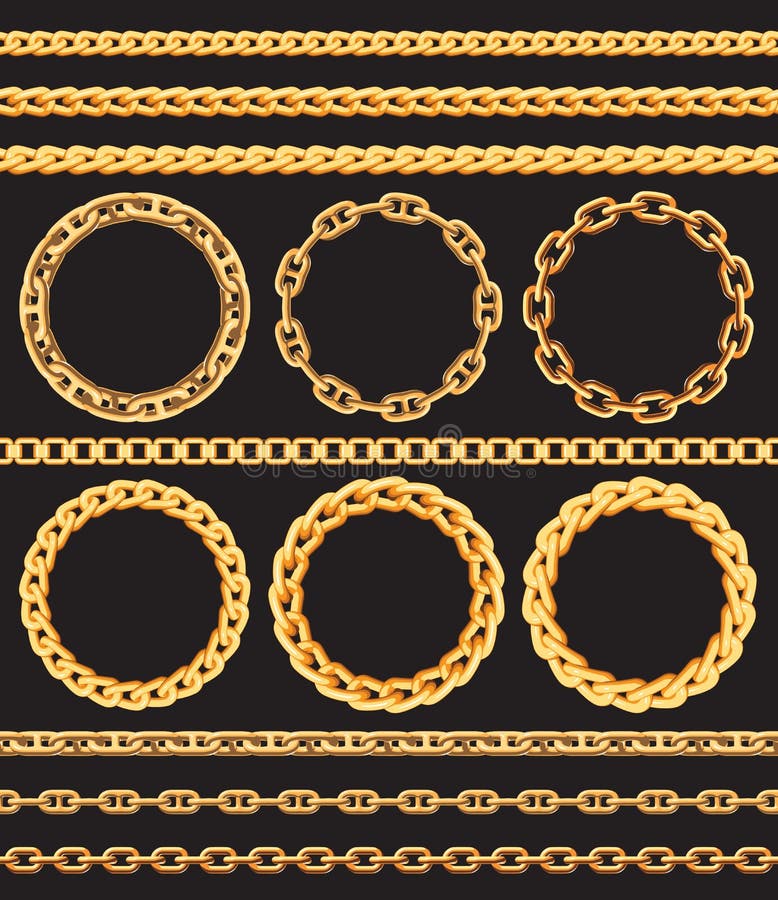 Frames and Borders Made of Golden Chains Stock Vector - Illustration of ...
