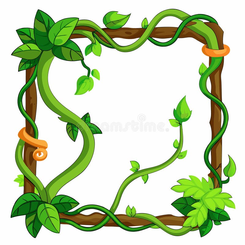 Frames and Borders Made of Liana Twisted and Tangled Branch with Green ...