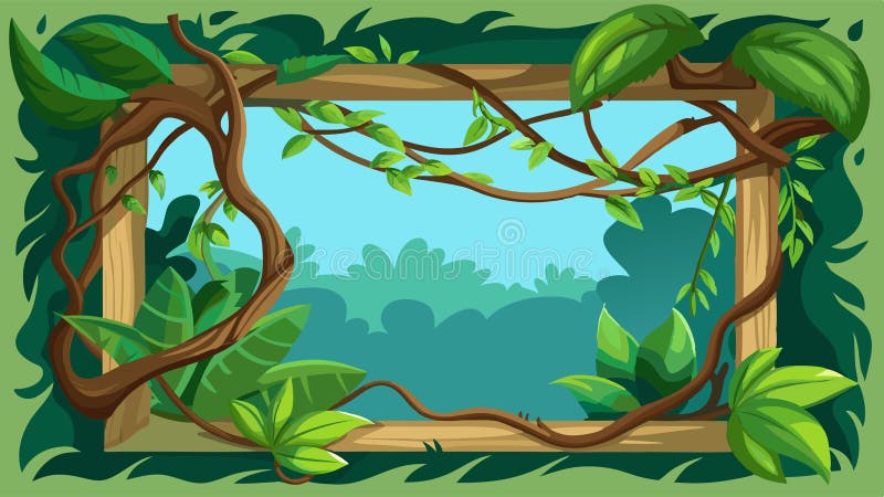 Frames and Borders Made of Liana Twisted and Tangled Branch with Green ...