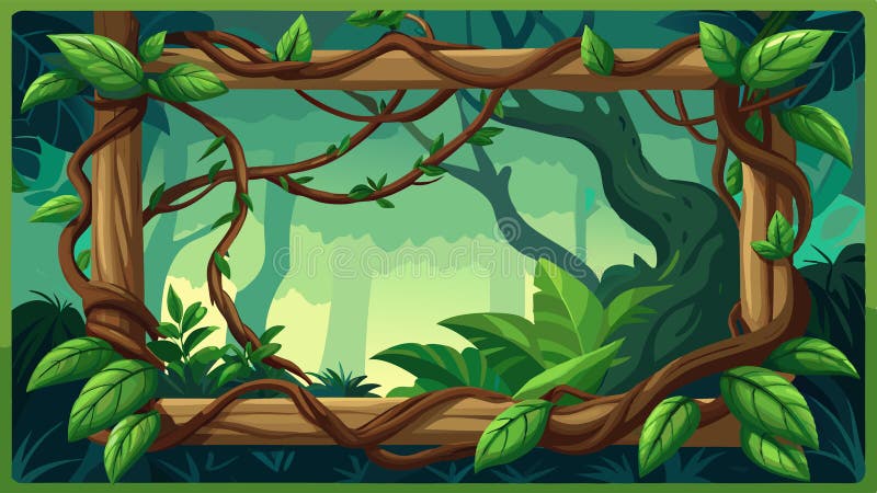Frames and Borders Made of Liana Twisted and Tangled Branch with Green ...