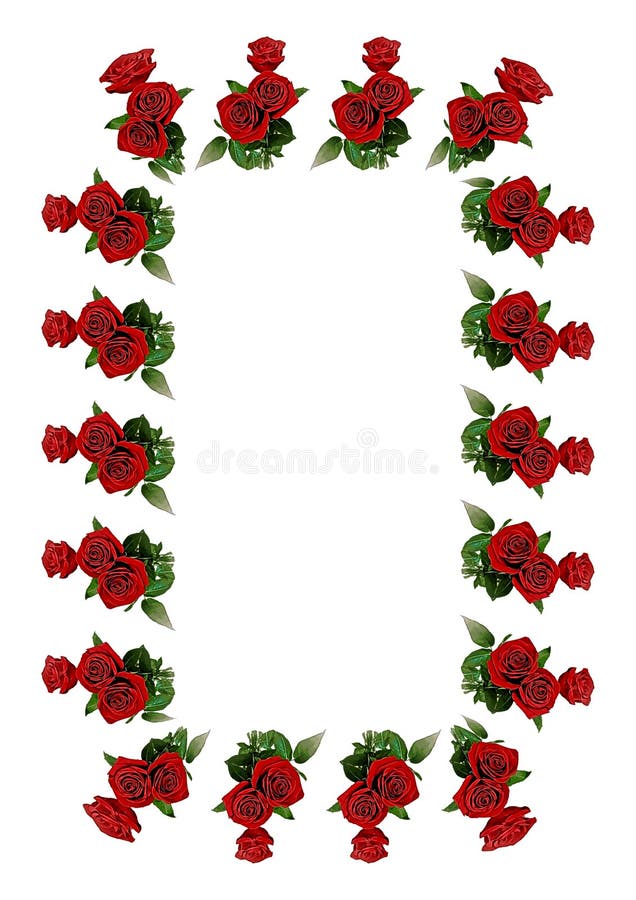 Frames - a Bouquet of Three Red Roses. Flowers on the White Background ...
