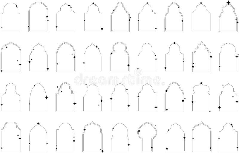 Frames Collection with Different Stars. Minimalistic Frames, Arches ...