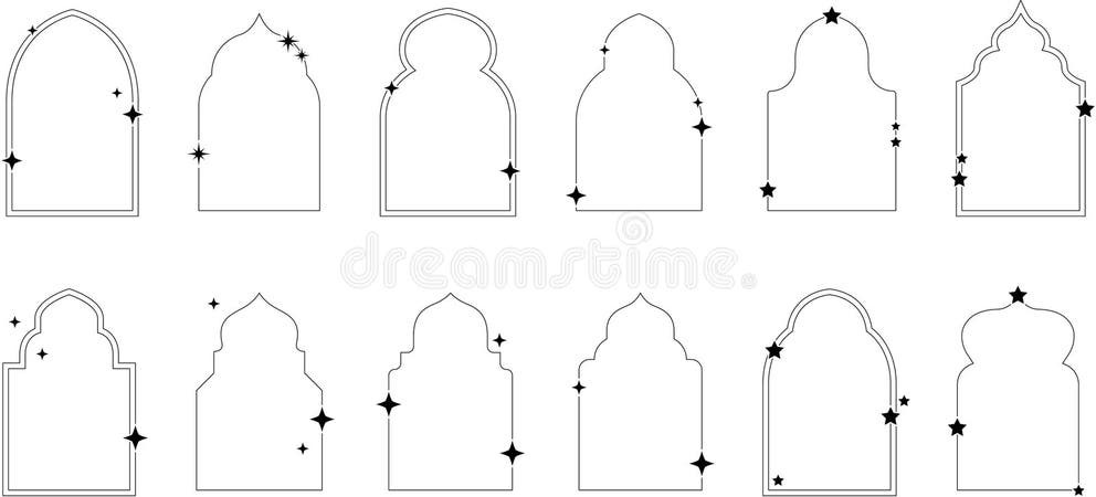 Frames Collection with Different Stars. Minimalistic Frames, Arches ...