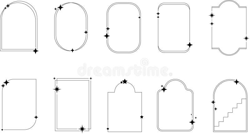 Frames Collection with Different Stars. Minimalistic Frames, Arches ...