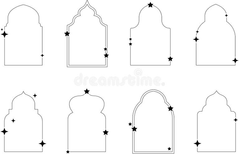 Frames Collection with Different Stars. Minimalistic Frames, Arches ...