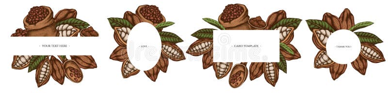 Frames with Colored Cocoa Beans, Cocoa Stock Vector - Illustration of ...