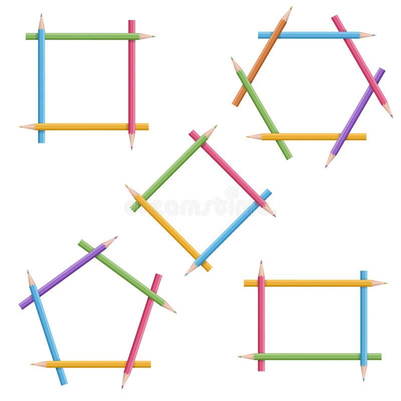 Frames of colorful pencils stock vector. Illustration of pencil - 93172122