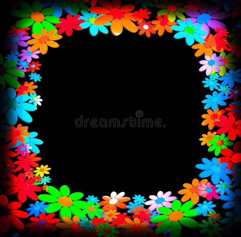 Frames Decorated with Colorful Flowers Stock Illustration ...