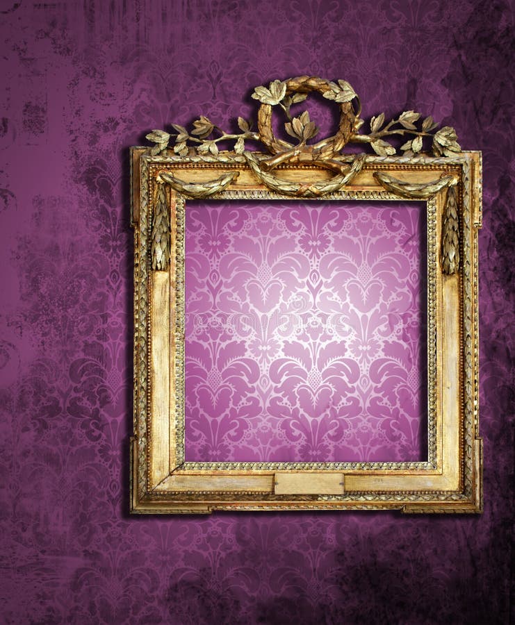 Molduras Douradas, Papel De Parede Retro Ilustração Stock - Ilustração ...