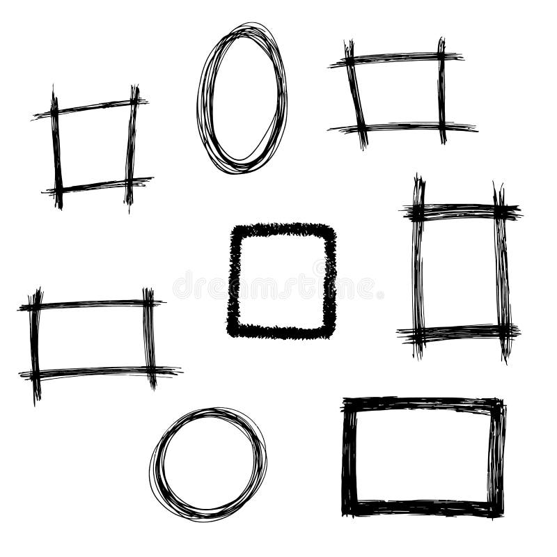 Frames Doodle Vector. Set of 8 Simple Doodles Stock Illustration ...