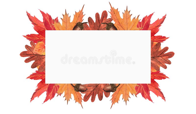 Frames Fall Pattern with Hand-drawing Watercolor Illustration Isolated ...