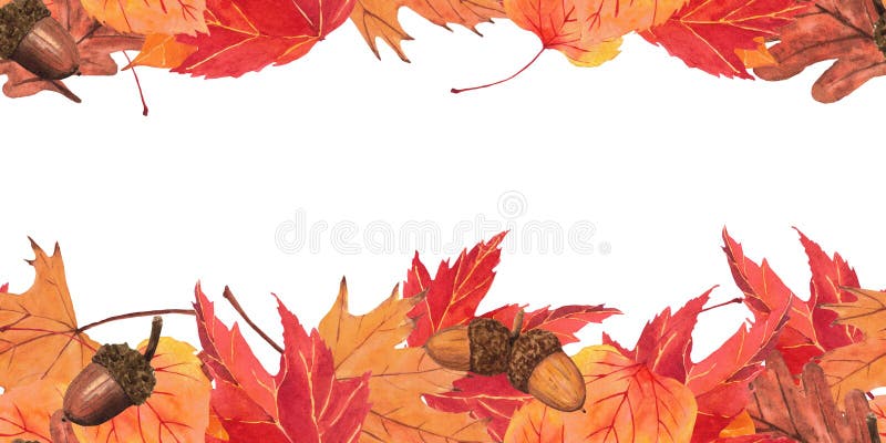 Frames Fall Pattern with Hand-drawing Watercolor Illustration. Fall ...