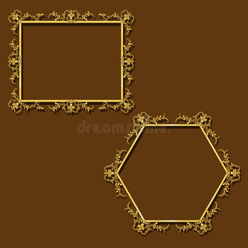 Frames Gold Color with Shadow Stock Vector - Illustration of ...