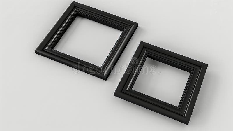 Frames Isolated on White, Realistic Square Black Frames Mockup ...