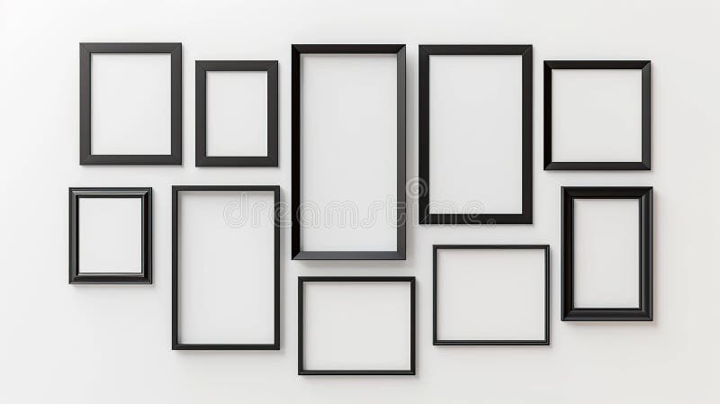 Frames Isolated on White, Realistic Square Black Frames Mockup ...