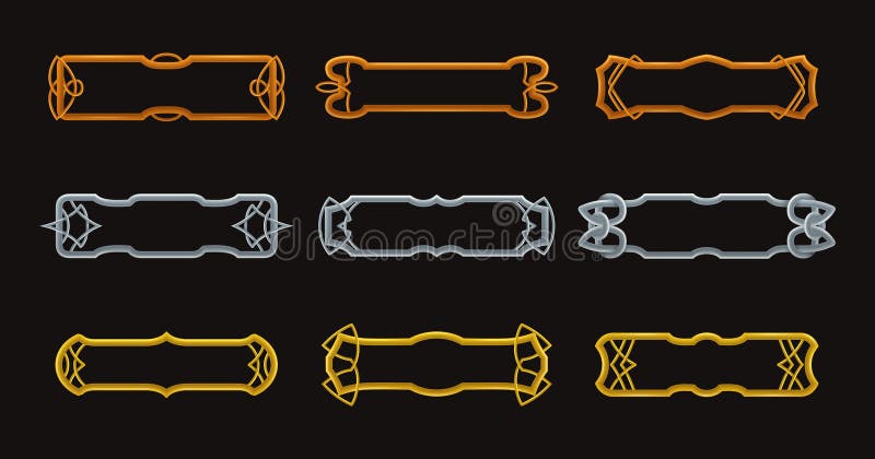 Frames Medieval Game Ui. Metallic Title Banners, Decorative Borders ...