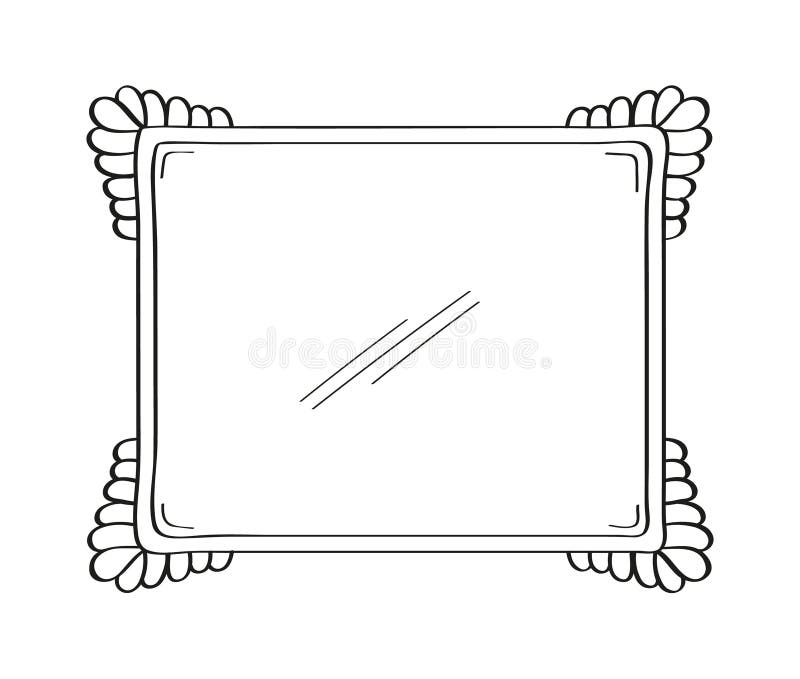 Frames, Mirror in Hand Drawn Style. Vintage Image Frame Doodle Labels ...