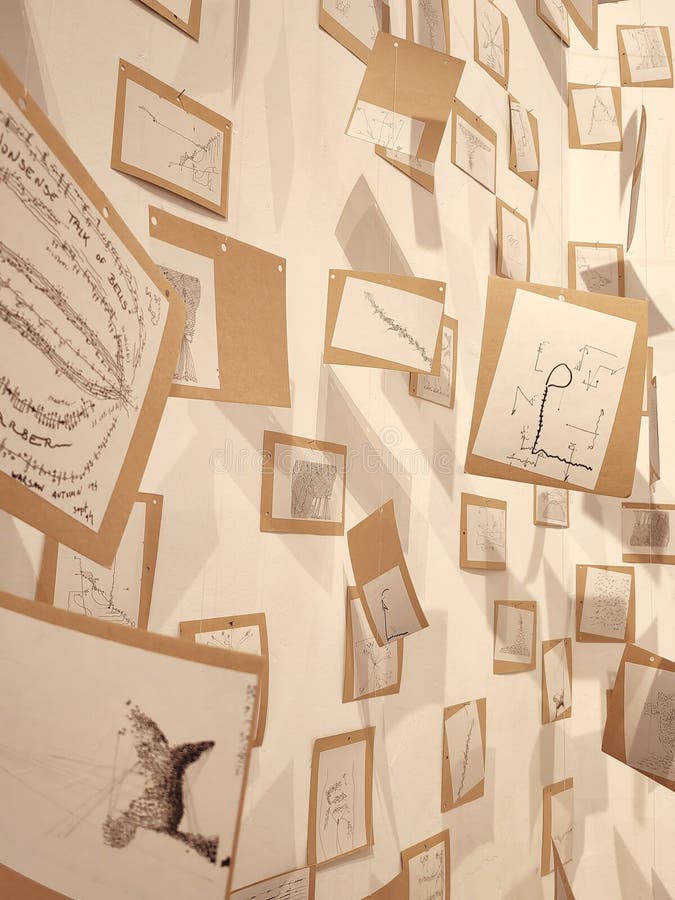 Frames and Notes with Messages Blank Black Hanging Frames Stock Photo ...