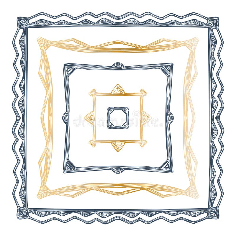 Frames in the Old Style. Retro Hand-drawn Illustration Stock ...