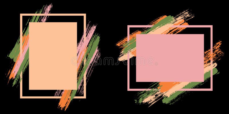 Frames with Paint Brush Strokes Vector Set. Stock Vector - Illustration ...