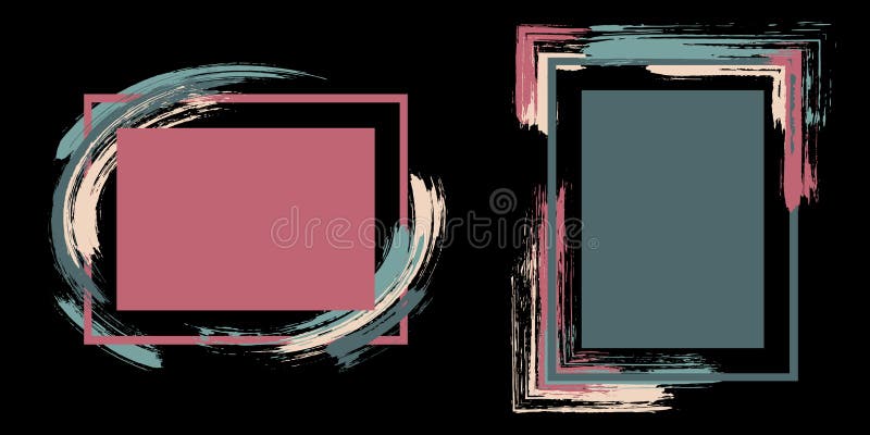 Cool Frames with Paint Brush Strokes Vector Collection. Stock Vector ...