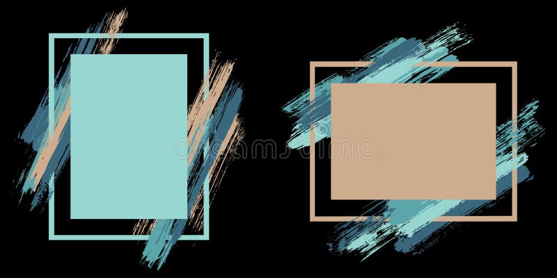 Frames with Paint Brush Strokes Vector Set. Stock Vector - Illustration ...