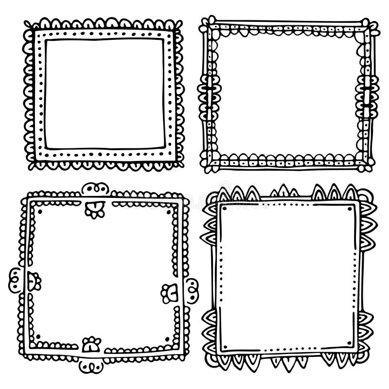 Set of Hand-drawn Doodle Black Frames for Bullet Journal, Notebook ...