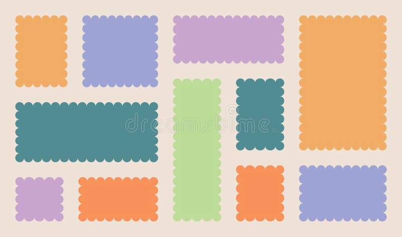 Frames Scalloped Vector Corrugated Grid Rectangle Shapes Set Stock Illustration - Illustration ...