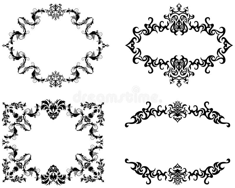 Vector Set Of Baroque Frame Silhouettes Stock Vector - Illustration of ...