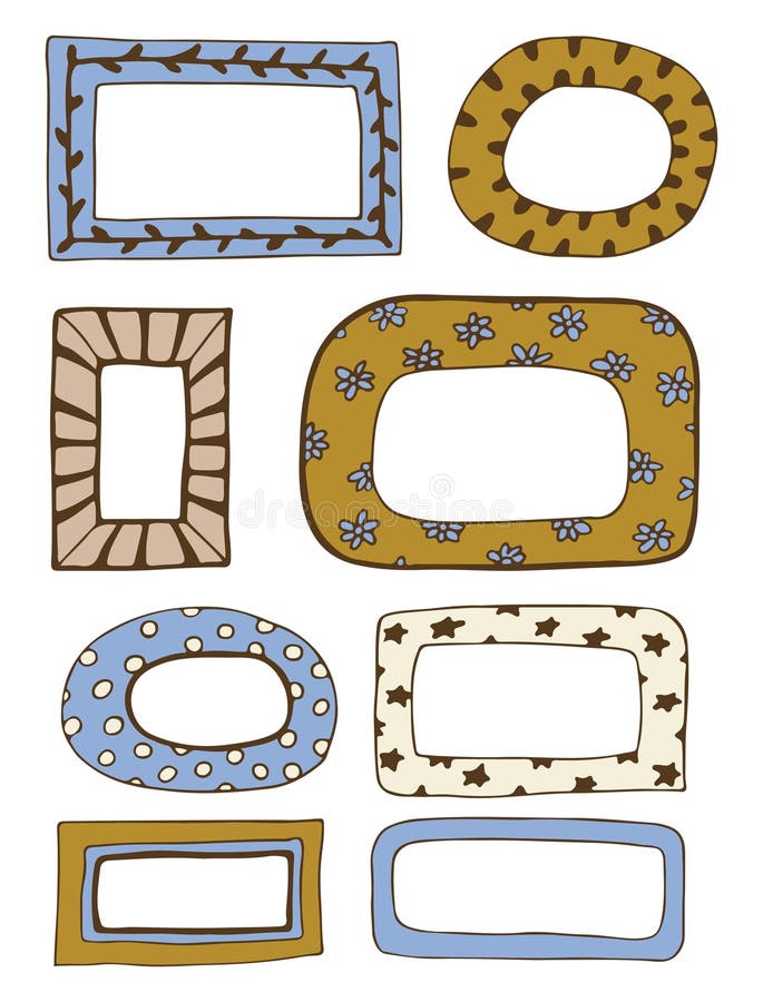 Frames Set of Cartoon Picture Isolated on White Background. Vector ...