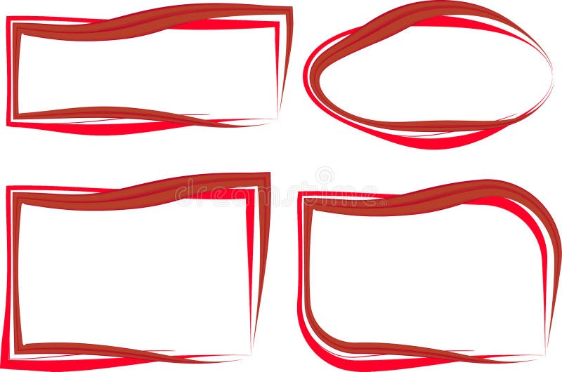 Red Colorful Curved Outline Abstract Frames Shapes Collection Stock ...