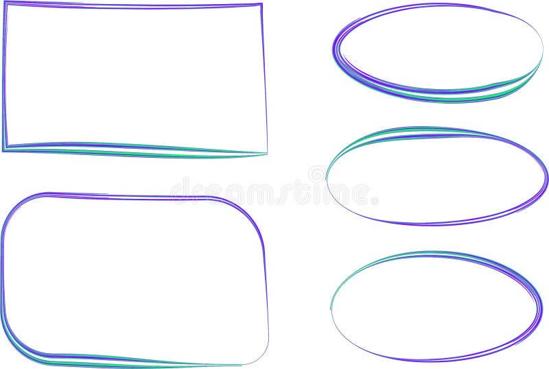 Blue Green Colorful Textured Curved Frames Shapes Collection Stock ...