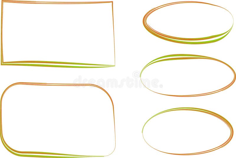 Orange Green Colorful Textured Curved Frames Shapes Collection Stock ...