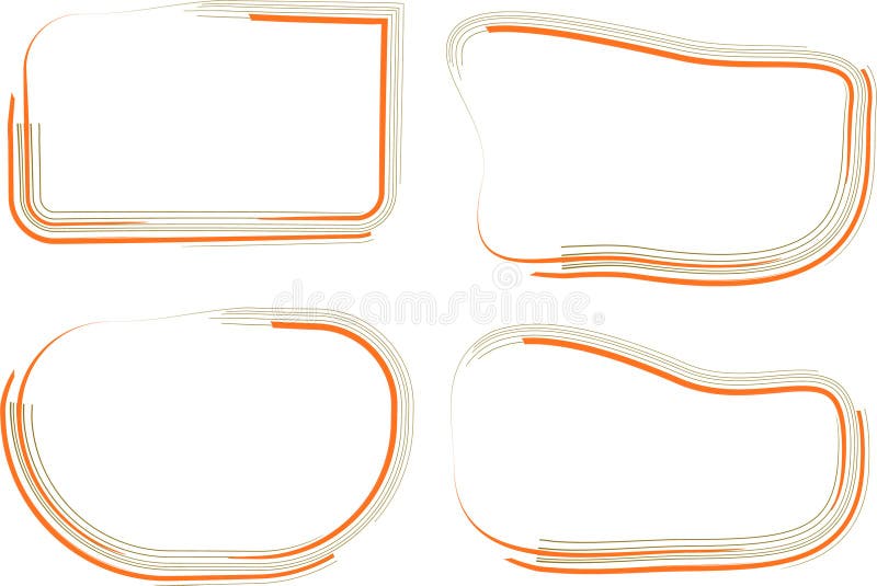 Orange Abstract Stroke Lines Frames Shapes Set Stock Vector ...