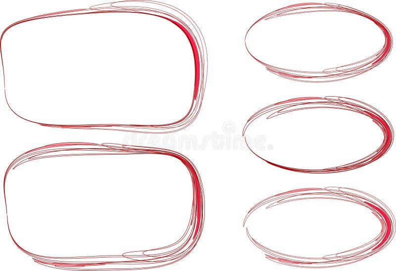 Red Abstract Scribble Art Line Doodle Frames Shapes Set Stock Vector ...
