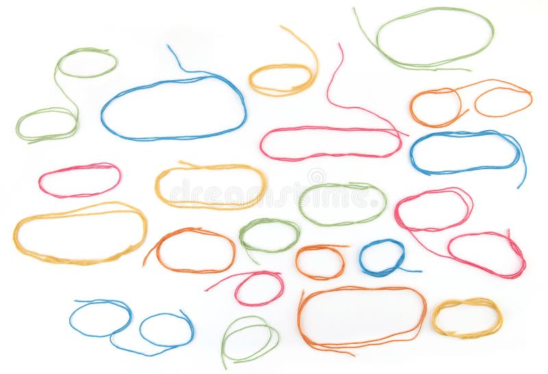 Frames or Speech Bubbles of Colorful Cotton Threads Isolated on White ...