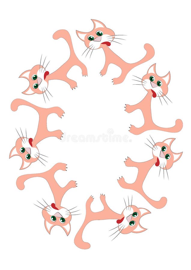 Frames of Stylized Cats on a White Sheet of A4 Format, Surreal ...
