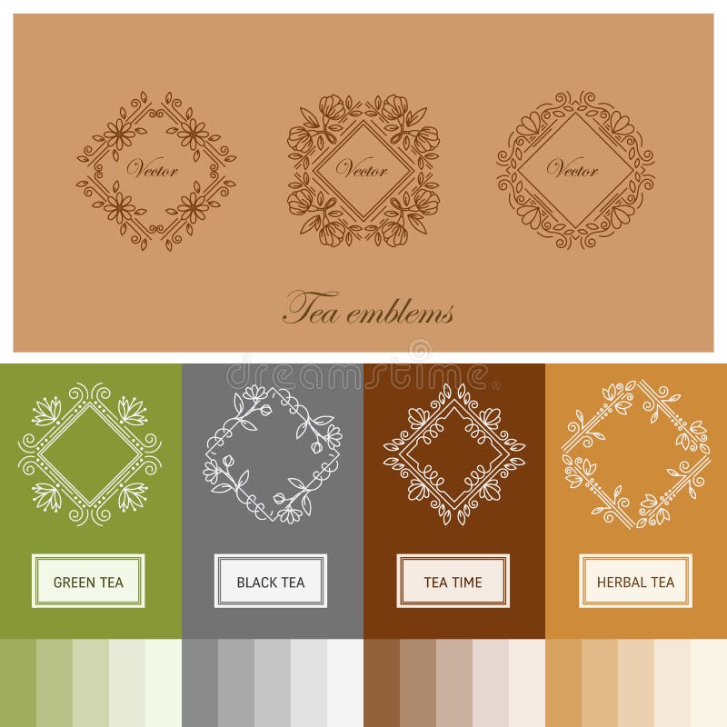 Frames tea set stock vector. Illustration of banner, branch - 94684134