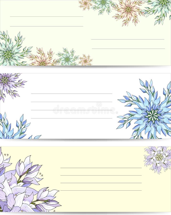 Set of Cards for Signatures with Snowflakes. Winter Background for ...