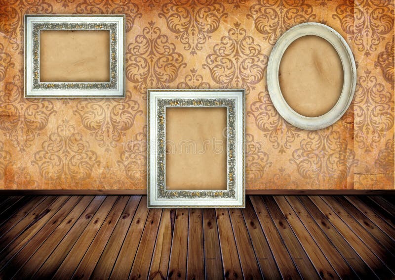 Frames on wallpaper stock photo. Image of leafs, house - 27819514