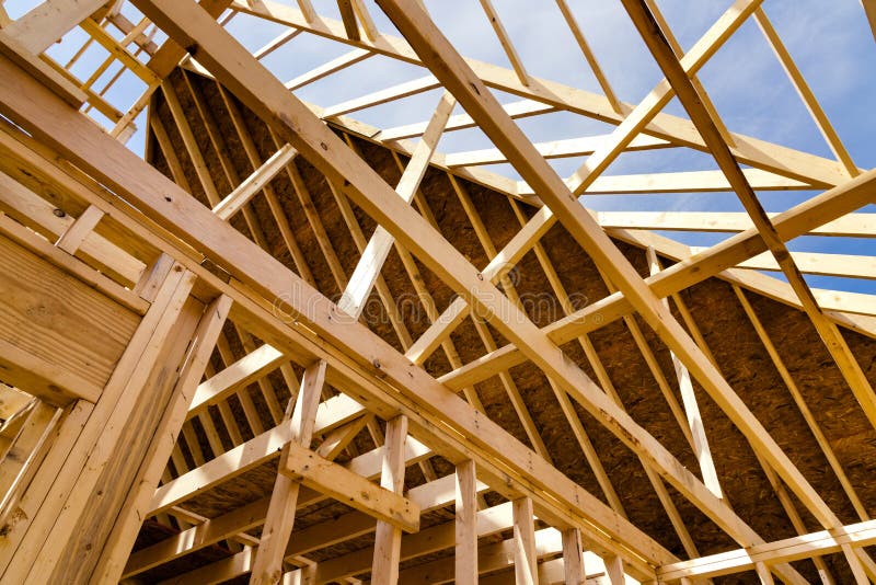 A Framework is Being Constructed for New House. Stock Image - Image of ...