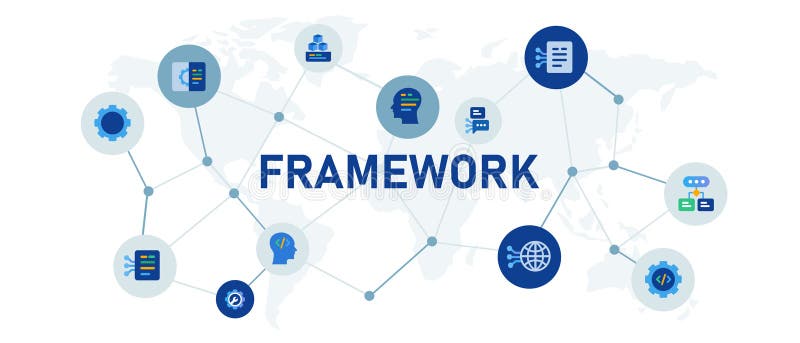 Framework Build Structure Concept Banner Header Connected Icon Set ...