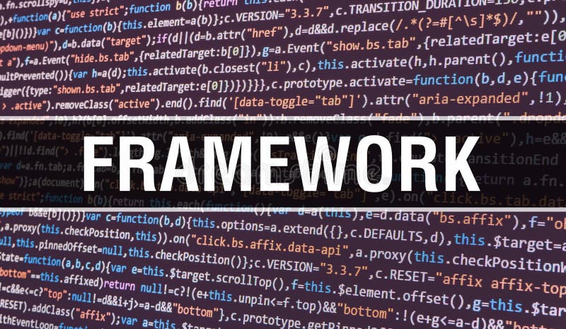Framework Concept With Random Parts Of Program Code Framework With Programming Code Abstract