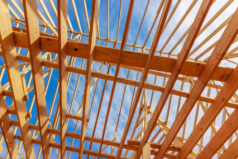 Framework Construction Begins on New House. Stock Image - Image of ...