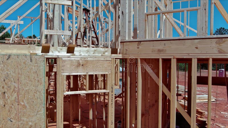 Framework Framing Beam Stick during Construction of a New House Stock ...
