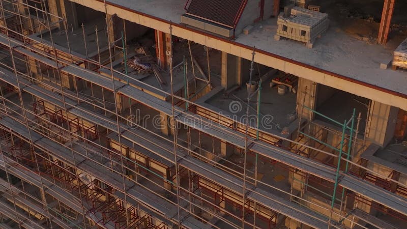 Aerial View: Scaffolding Frames the Emerging Buildings of a Residential ...