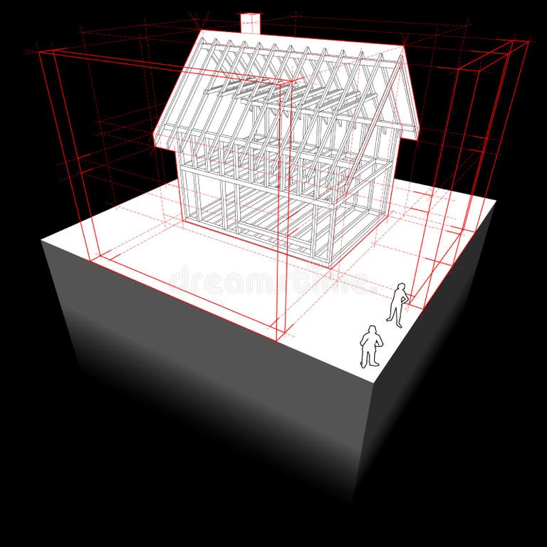 Framework House with Dimensions Diagram Stock Vector - Illustration of ...