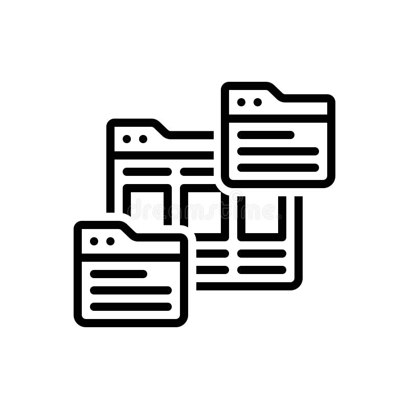 Black Line Icon for Framework, Folder and Structure Stock Illustration ...