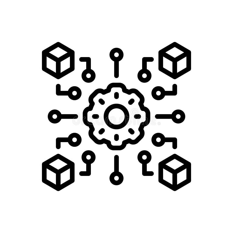 Black Line Icon for Framework, Network and Data Stock Illustration ...