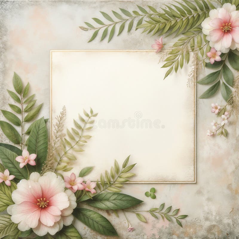 Framework for Invitation with Flowers. AI Stock Illustration ...